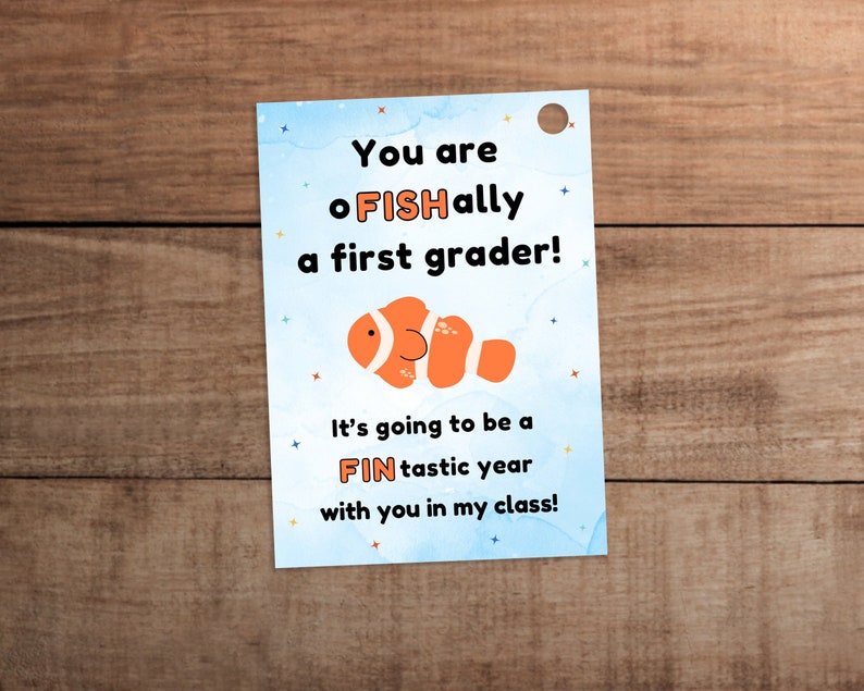 First Grade Fish Gift Tag Printable: Back to School Treat (PDF Download ...