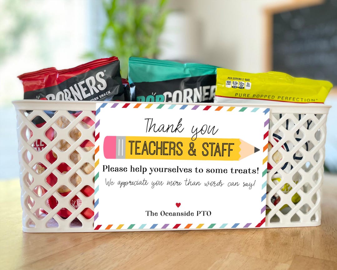 Editable Teachers and Staff Appreciation Snack Treats Gift Basket Thank ...