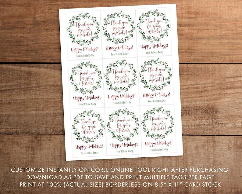 Editable Christmas Holiday Thank You Gift Tag Printable | Etsy
