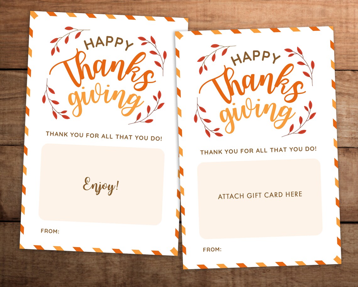 Thanksgiving Gift Card Holder Printable: Teacher Appreciation, Digital ...