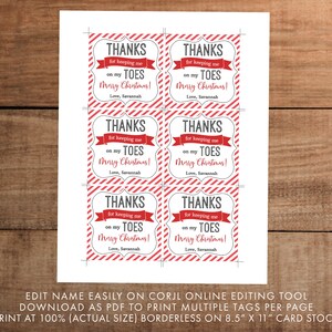 Editable Christmas Pedicure Nail Polish Socks Gift Tag Printable Thank ...