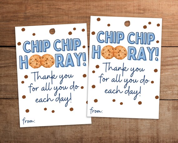 Chip Chip Hooray Gift Tag Printable Chocolate Chip Cookie - Etsy