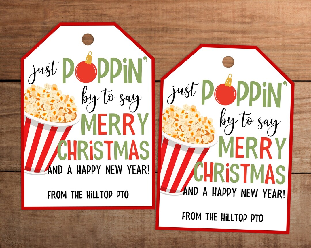 Christmas Popcorn Gift Tag Printable for Teacher Nurse Staff - Etsy