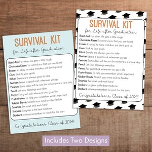 Editable Survival Kit for Life After Graduation Printable Class of 2024 ...