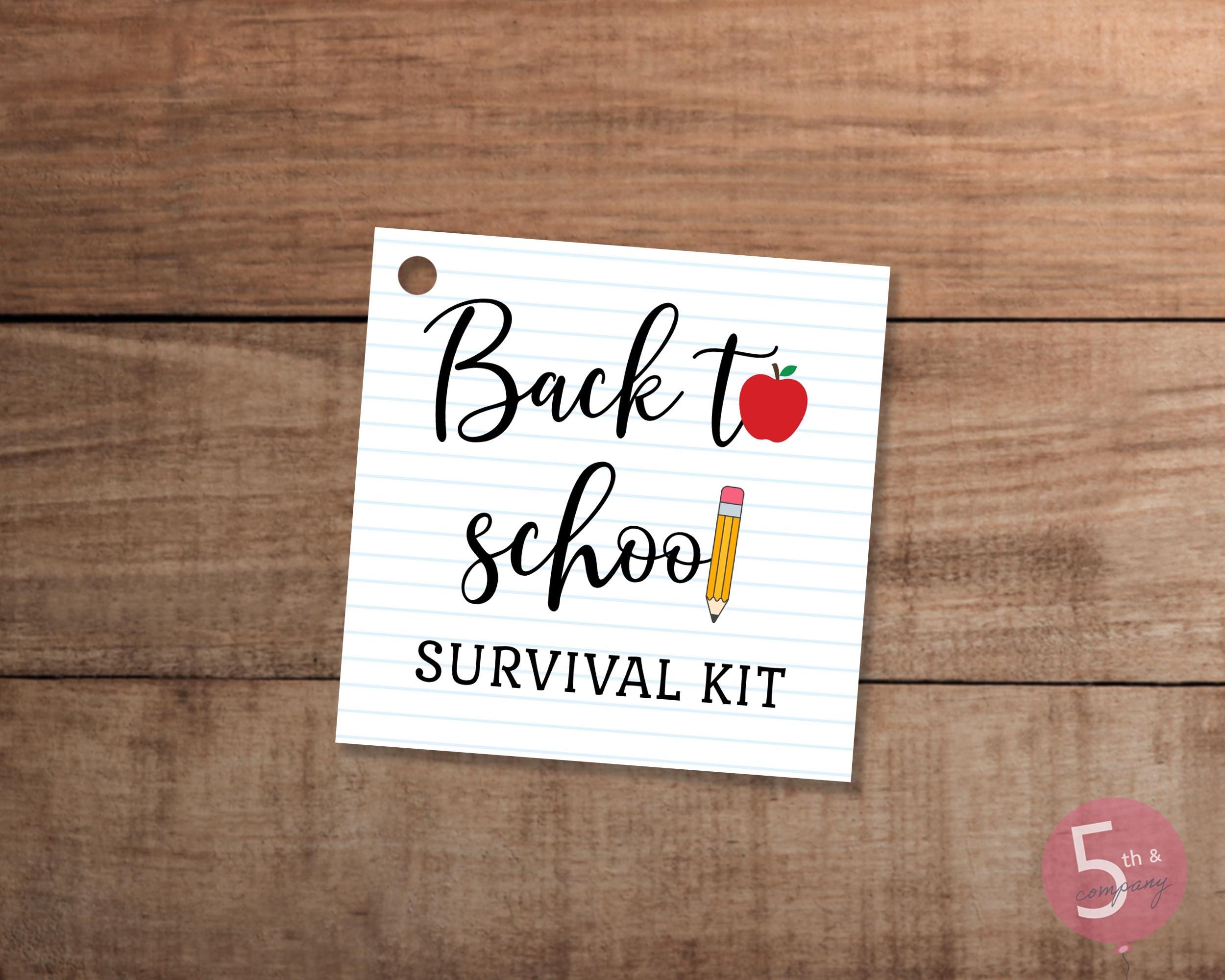 Teacher Back to School Survival Kit Gift Tag Printable, PTO PTA Label ...