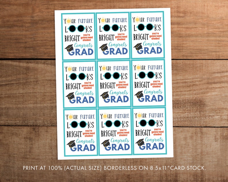 Graduation Gift Tag Printable Your Future Looks Bright - Etsy