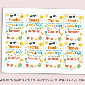 Teacher Appreciation Gift Tags: End of Year Printable (digital Download ...