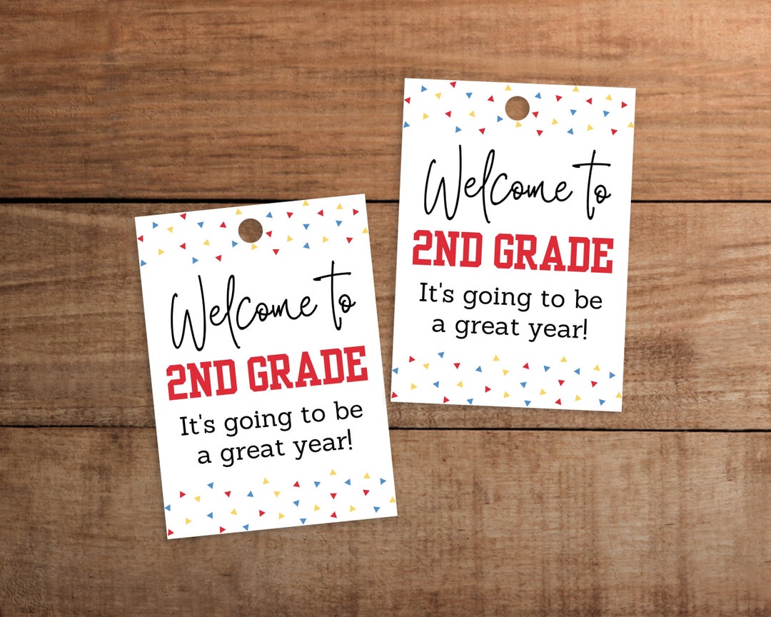 Back to School Welcome to Second Grade Gift Tag Printable, Digital ...