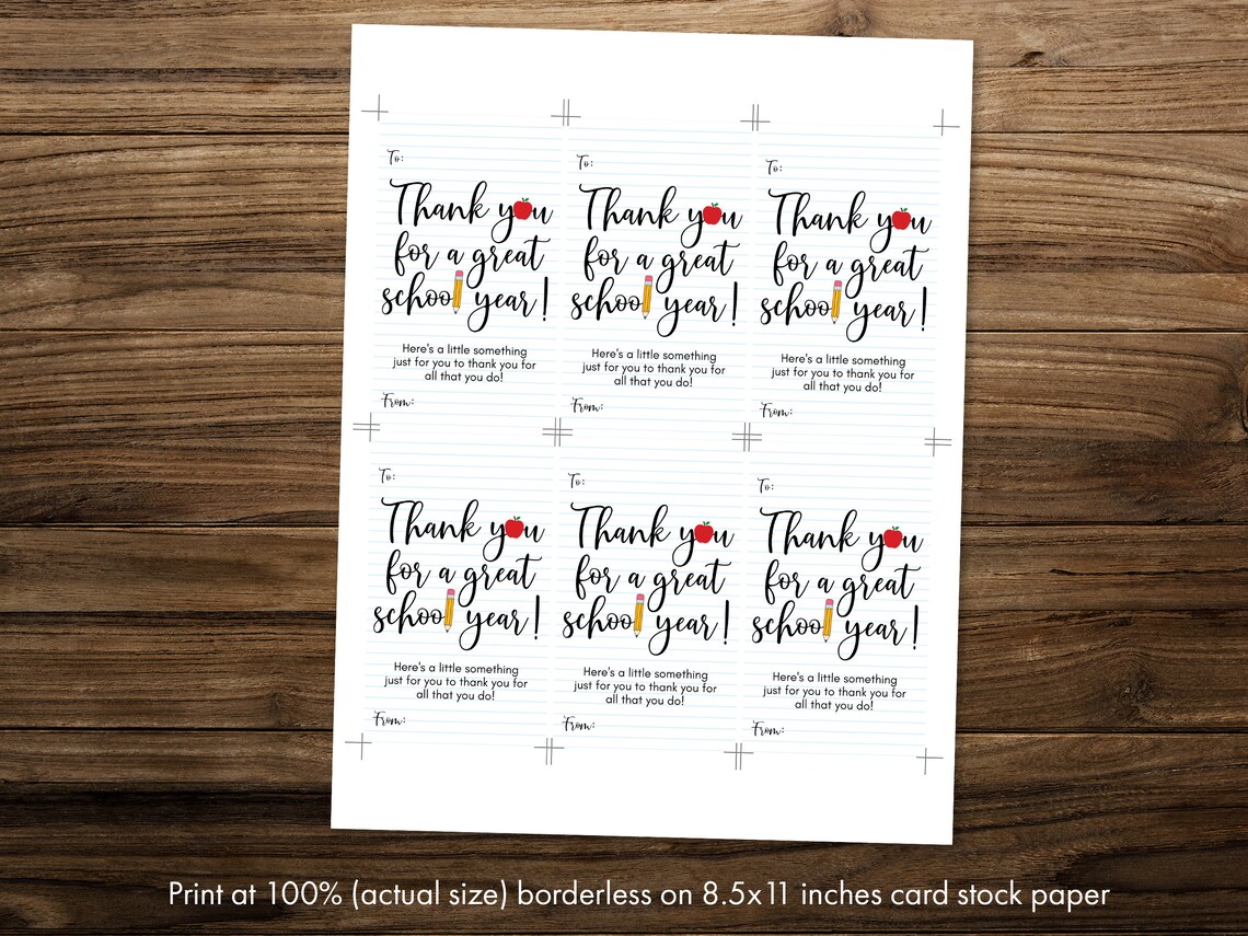Teacher thank you gift tag End of school year teacher | Etsy