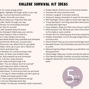 Editable College Survival Kit Printable Green and Blue School Colors ...