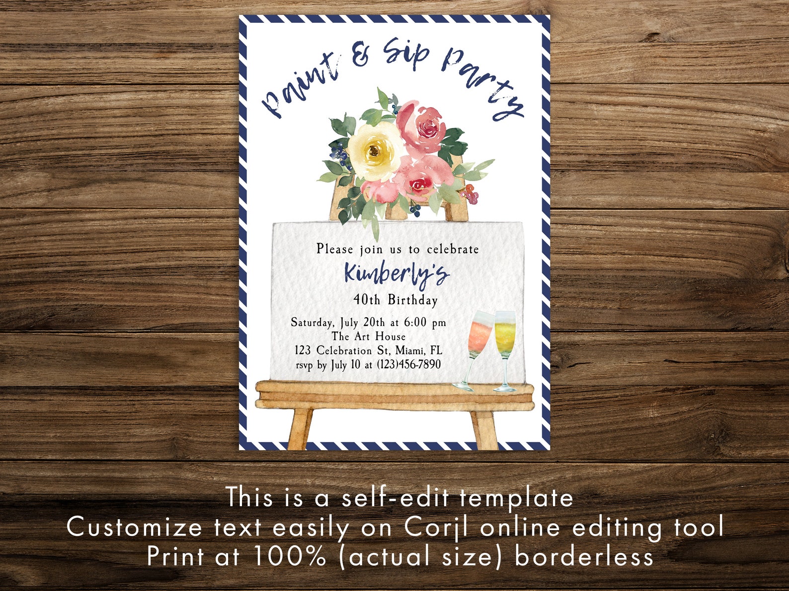 Editable Paint Night Invitation Template Paint and Sip - Etsy