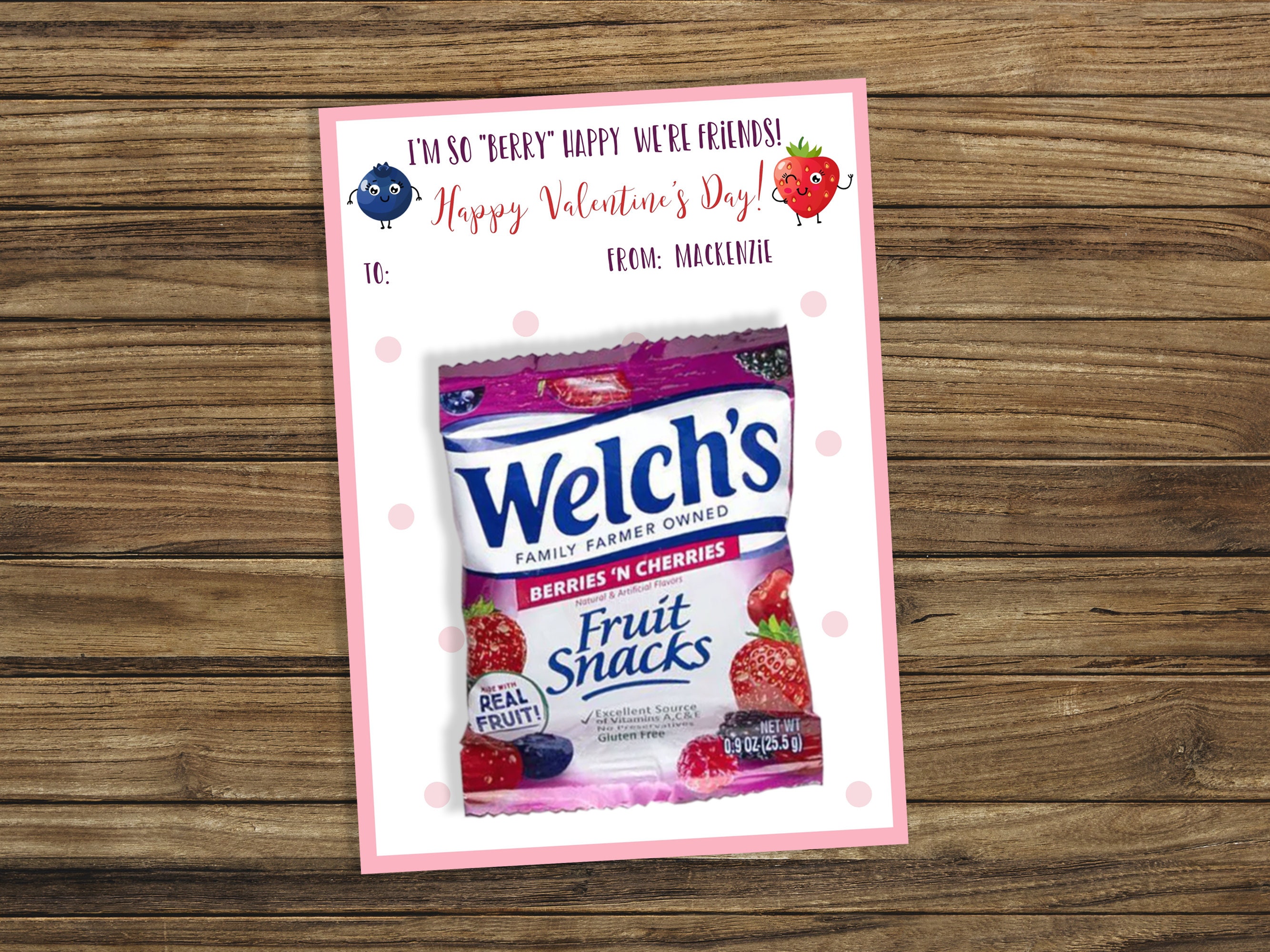 Classroom Valentines Day Printable Fruit Snacks Valentine | Etsy