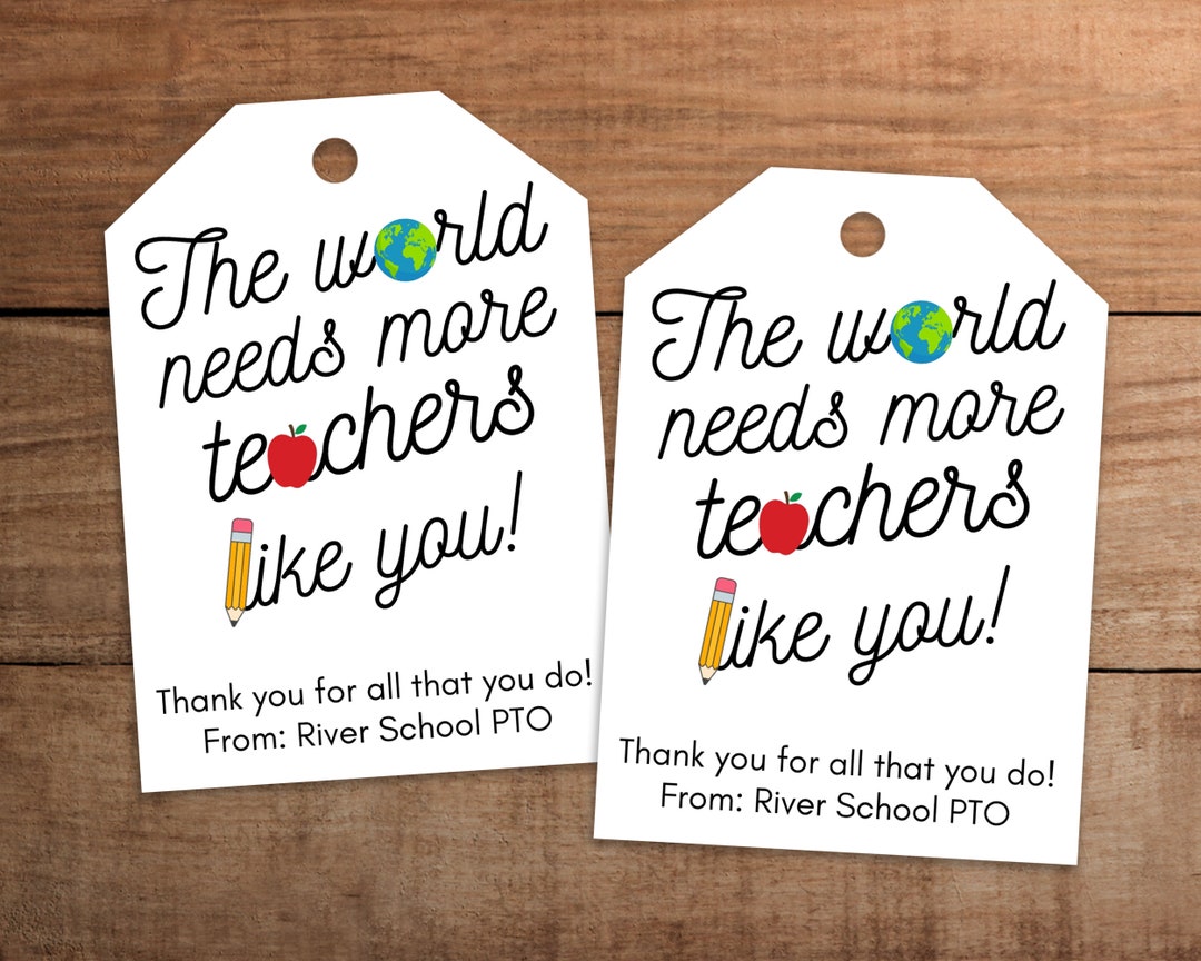 Editable School Teacher Appreciation Gift Tag Printable Thank You Tag ...