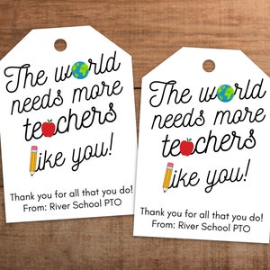 Editable School Teacher Appreciation Gift Tag Printable Thank You Tag ...