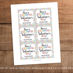 Editable Have a Colorful Valentine's Day Gift Tag Printable for Kids ...