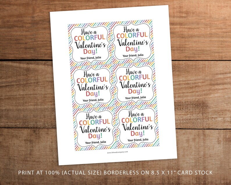 Editable Have a Colorful Valentine's Day Gift Tag Printable Crayons ...