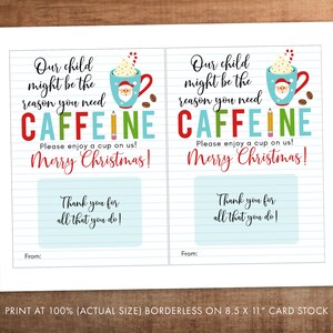 Teacher Appreciation Christmas Gift Card Holder Printable for Coffee ...