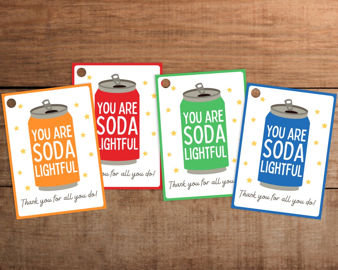 Soda Gift Tag for Teacher Nurse Staff Employee Team Member Appreciation ...