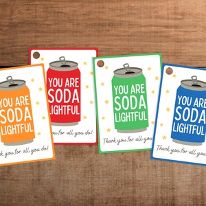 Soda Gift Tag for Teacher Nurse Staff Employee Team Member Appreciation ...