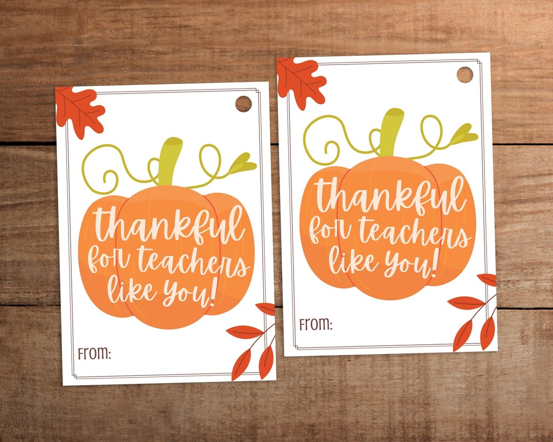 Fall Thanksgiving Teacher Appreciation Gift Tag Printable Thankful for ...