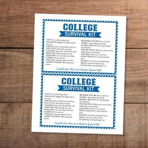College Survival Kit Printable Care Package Gift Basket Label (digital ...