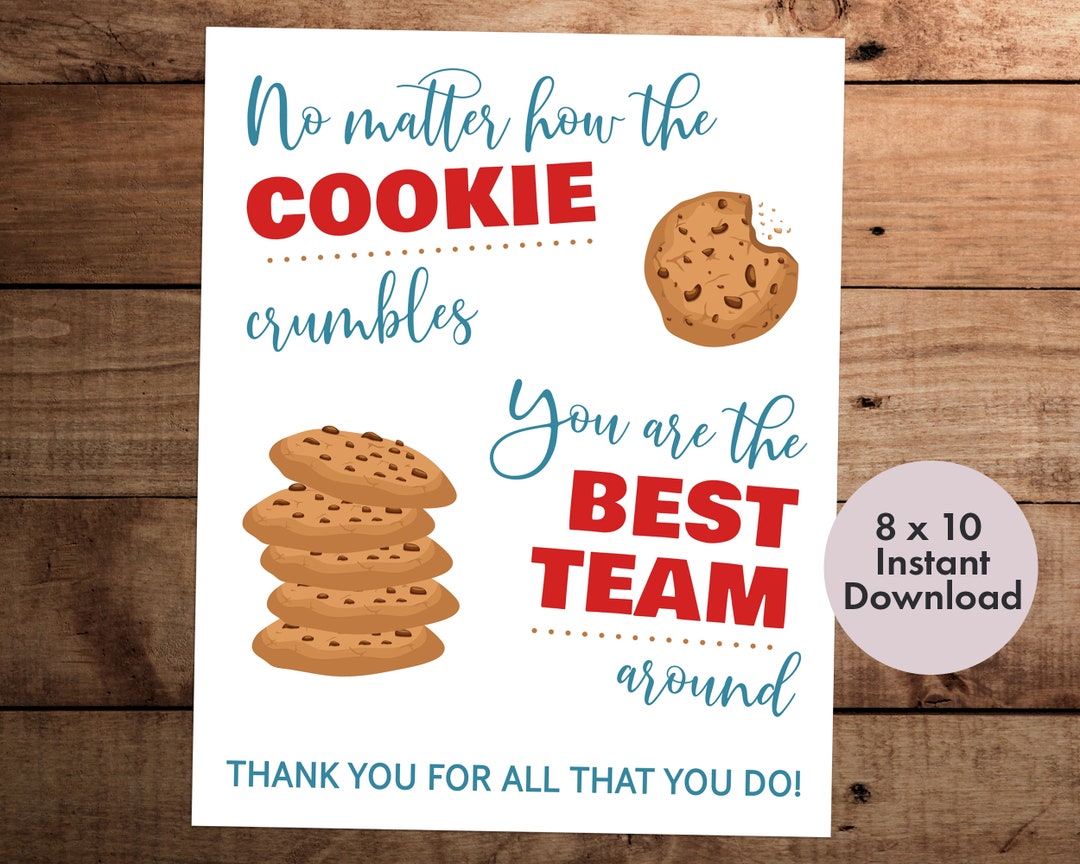 Printable Cookie Thank You Table Sign for Staff Employee Teacher Nurse ...