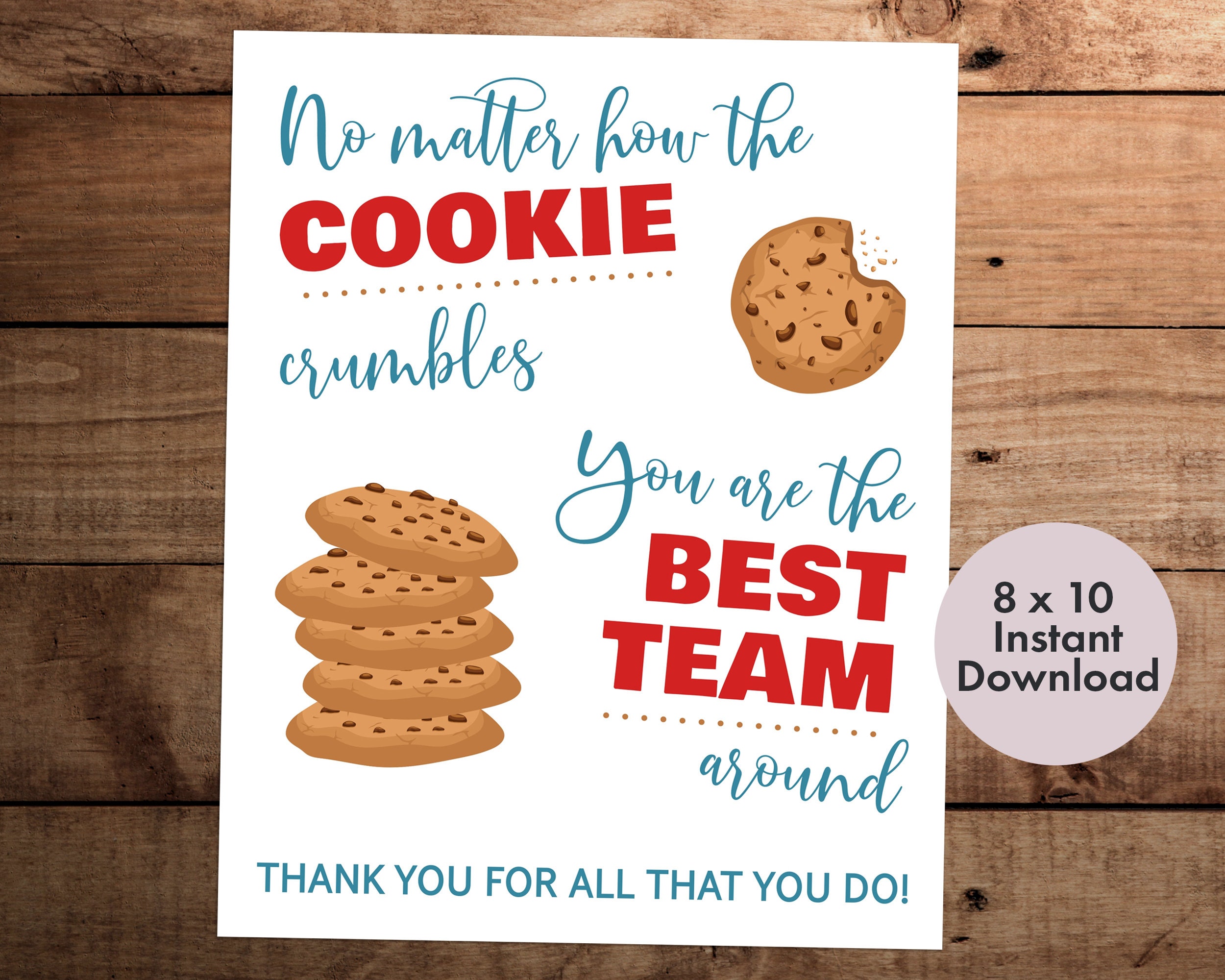 Printable Cookie Thank You Table Sign for Staff Employee | Etsy Canada