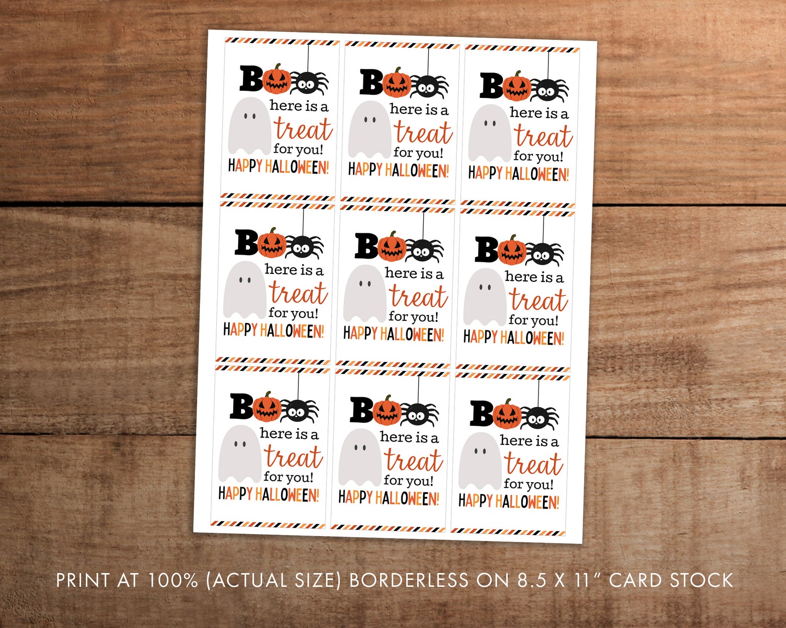 Halloween Gift Tag Printable Boo Here is a Treat for You Trick - Etsy