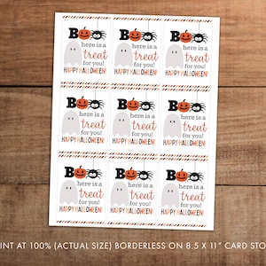Halloween Ghost Gift Tag Printable Boo Here is a Treat for You - Etsy