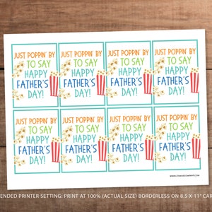 Father's Day Popcorn Gift Tag: Printable Treat Tag (instant Download ...