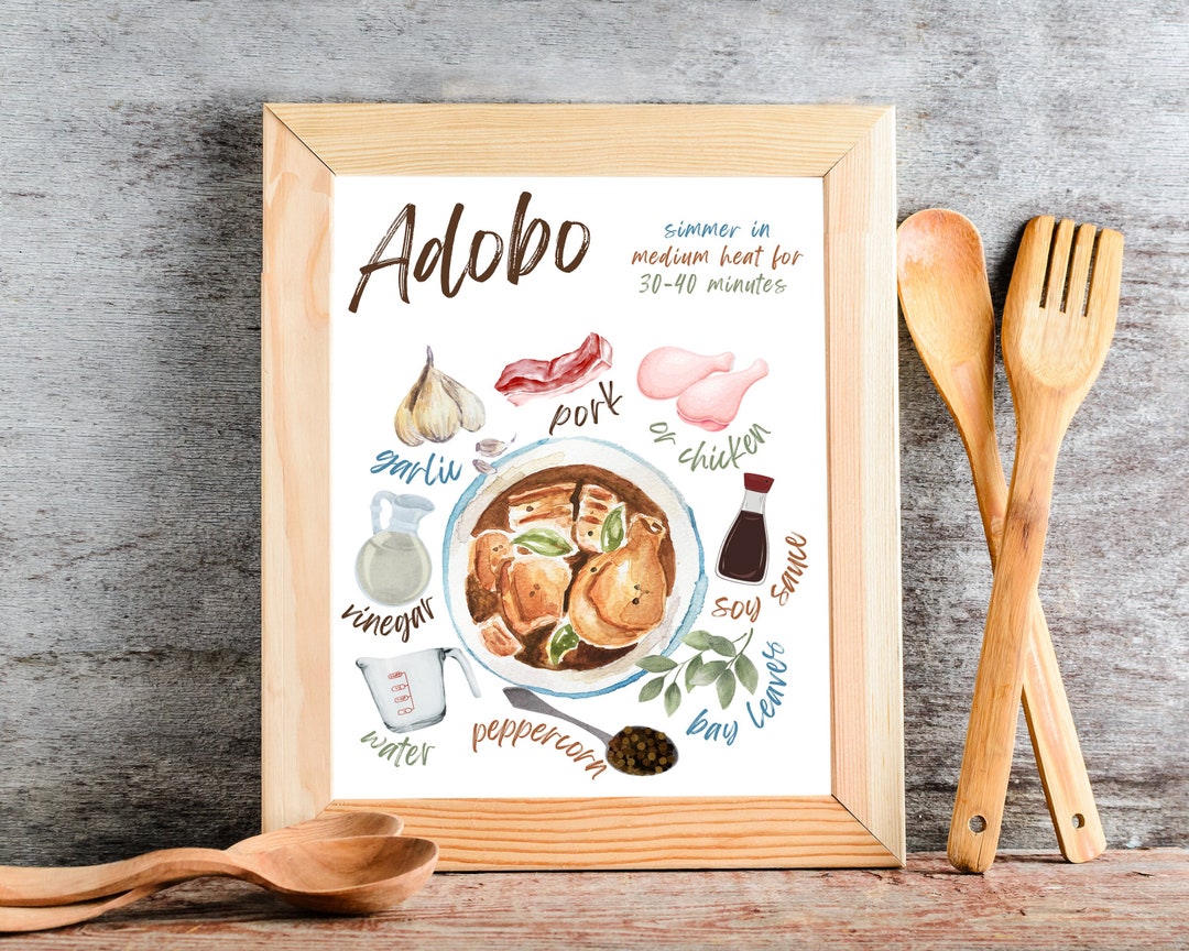 Adobo Wall Art Filipino Food Recipe Digital Printable Poster for ...