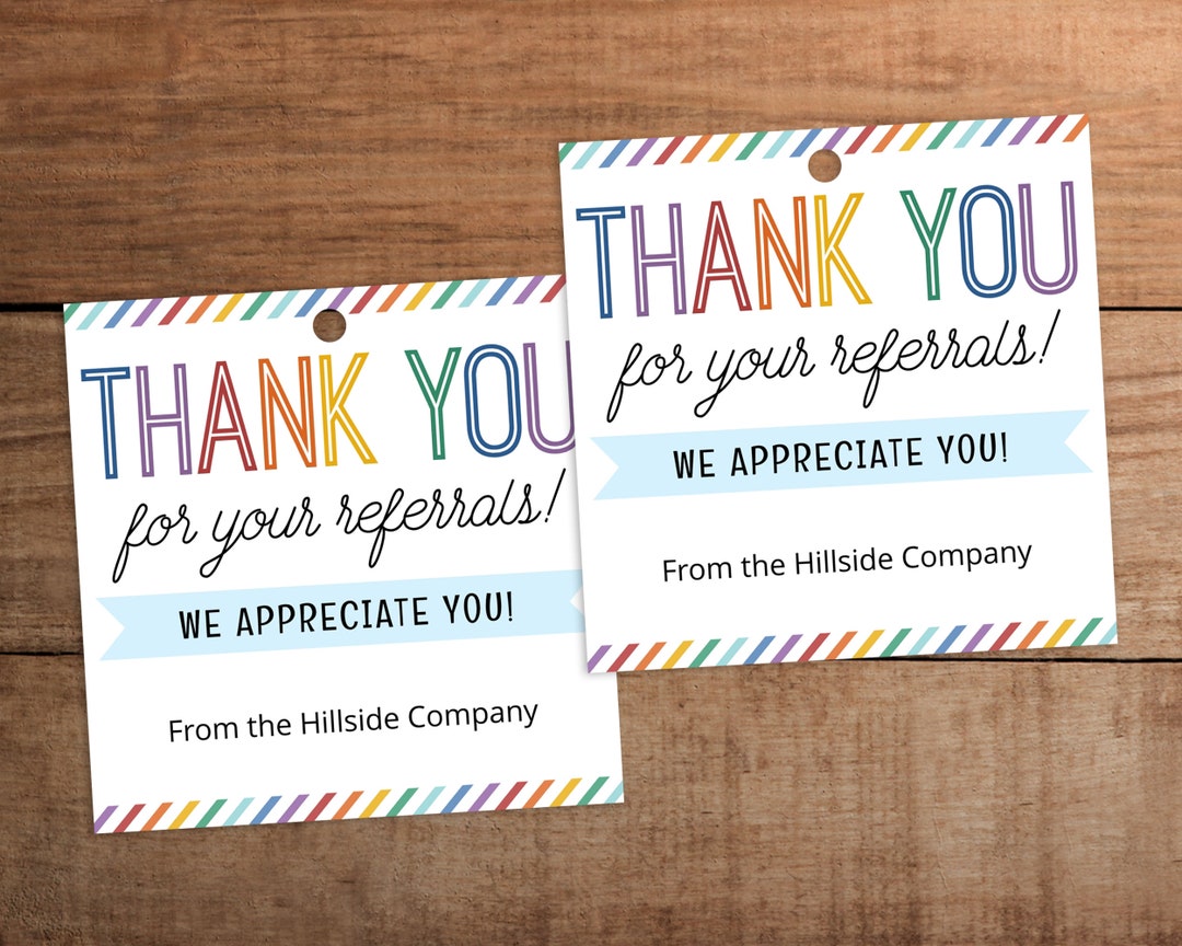 Thank You for Your Referrals Gift Tag Editable Printable for Medical ...