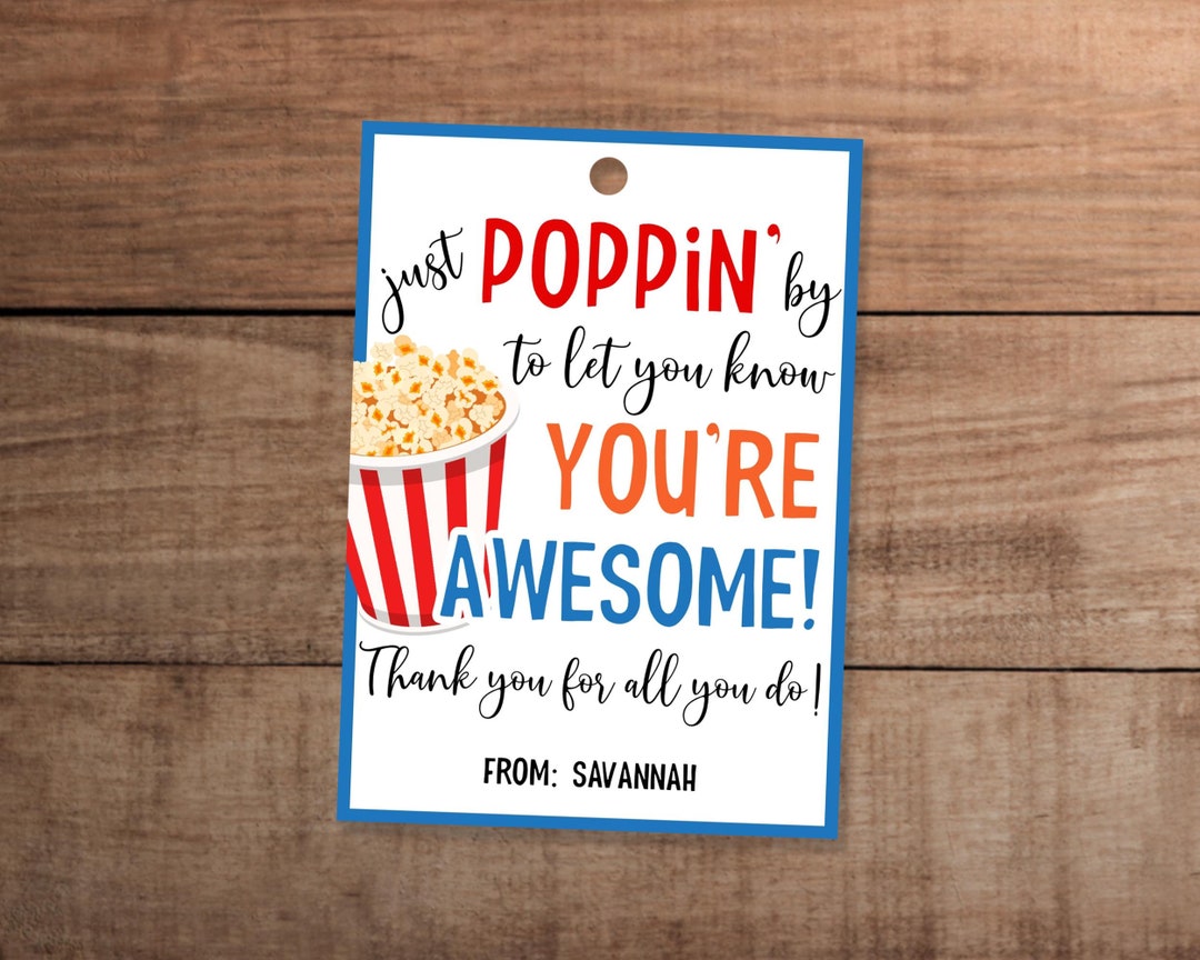 Editable Popcorn Gift Tag Printable for Awesome Coworkers, Staff ...