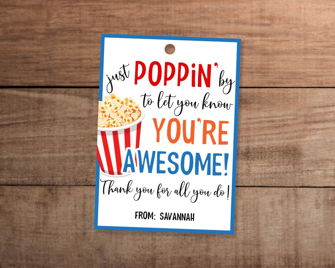 Editable Popcorn Thank You Gift Tag (digital Download) - Etsy