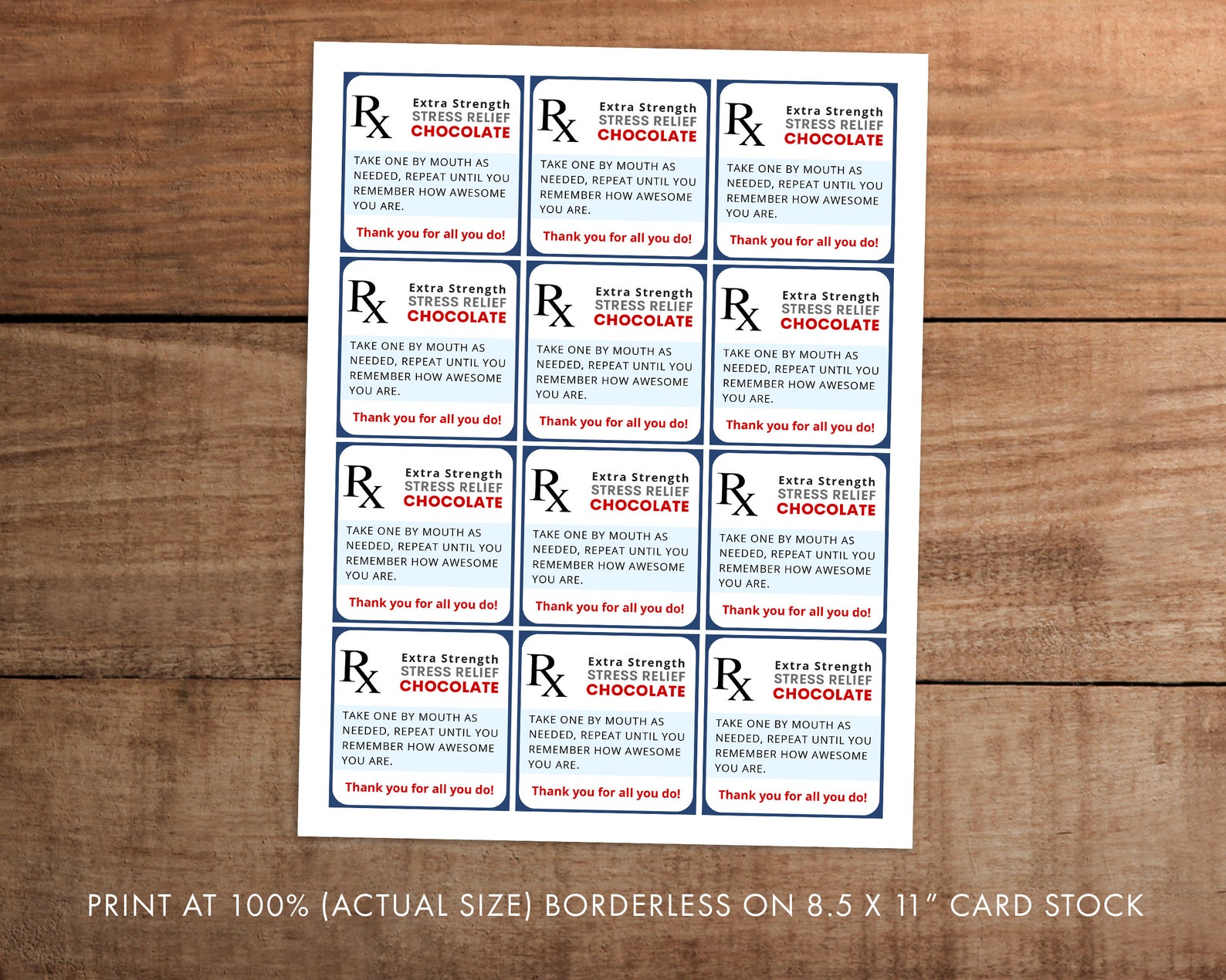 Appreciation Chocolate Rx Prescription Gift Tag Label for Staff ...