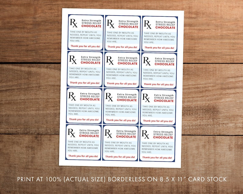 Appreciation Chocolate Rx Prescription Gift Tag Label for - Etsy