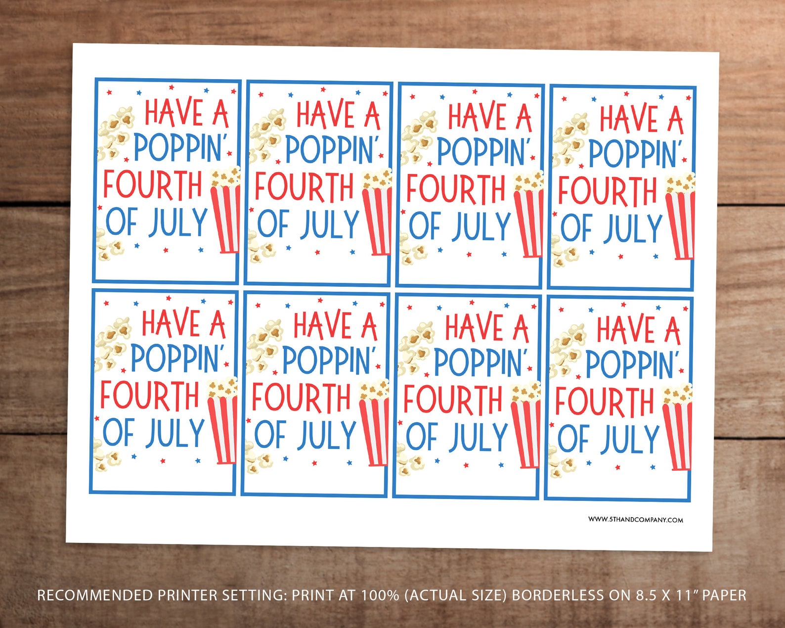 Have a Poppin 4th of July, Popcorn Pun Gift Tag Printable, Digital ...