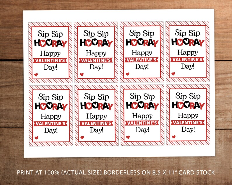 Sip Sip Hooray Silly Straw Valentine Gift Tag Instant Download - Etsy