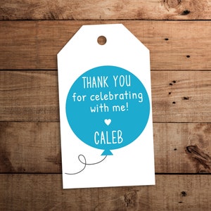 Editable Balloon Theme Birthday Party Favor Goody Bag Gift Tag ...