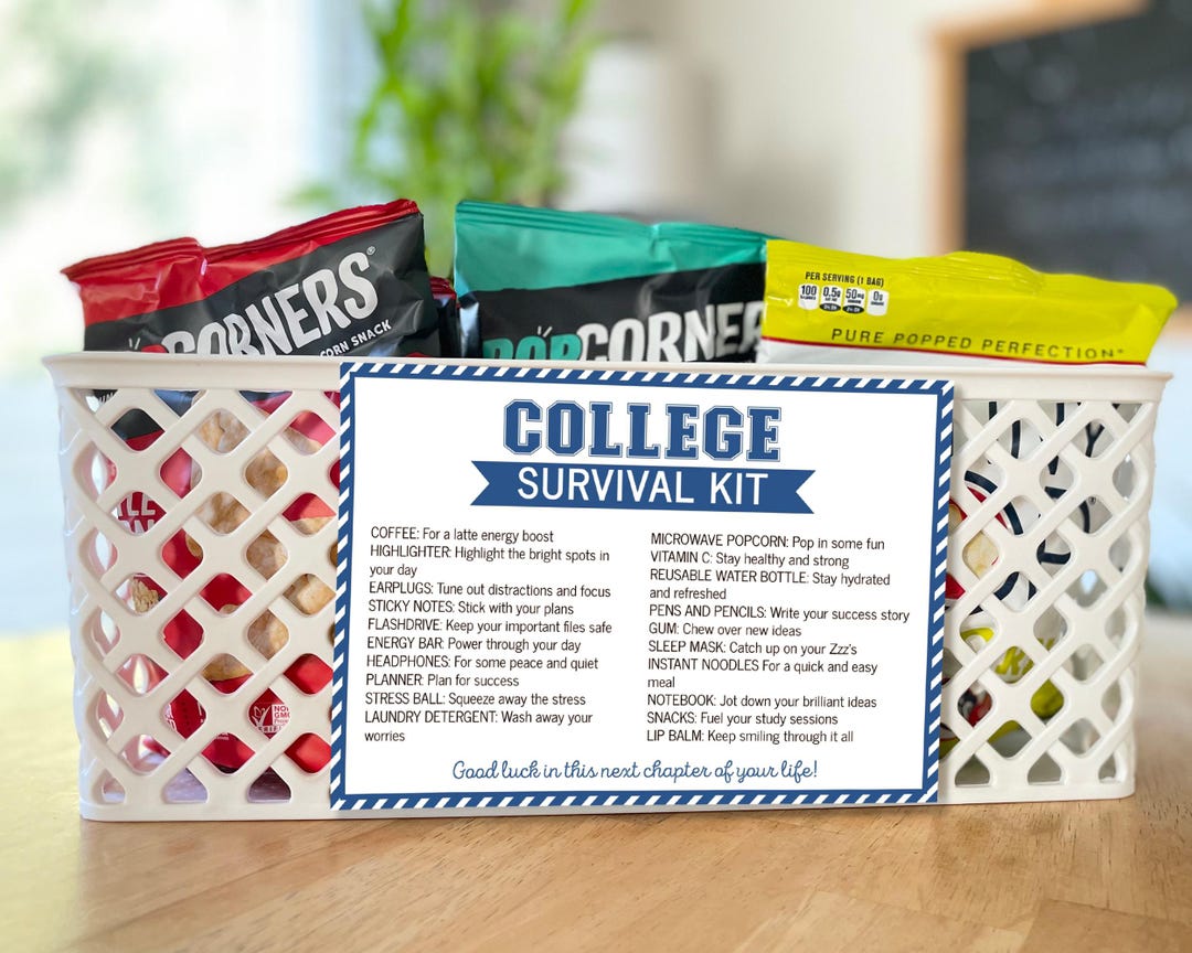 College Survival Kit Printable Care Package Gift Basket Label (digital ...