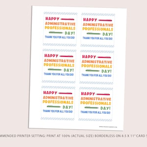 Happy Administrative Professionals Day Appreciation Thank You Gift Tag ...