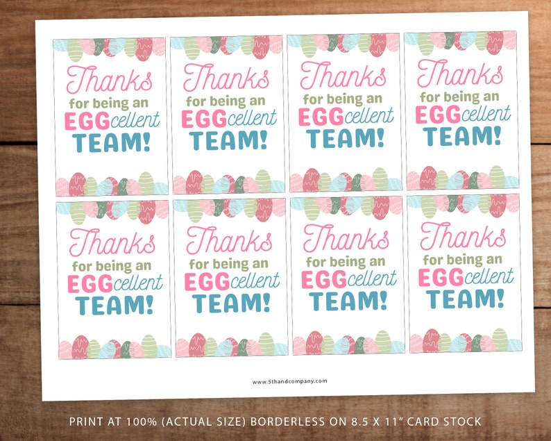 Thanks for Being an Eggcellent Team Easter Basket Gift Tag for - Etsy