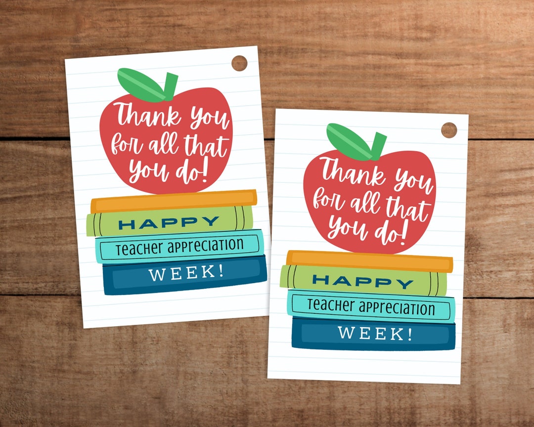 Teacher Appreciation Week Gift Tag Printable Thank You Label Attach to ...