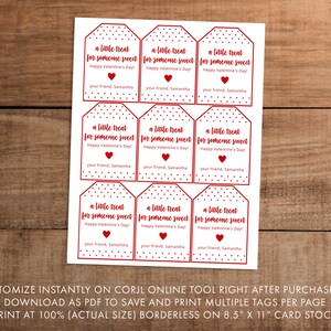 Editable Valentine's Day Treats Gift Tags Printable, Kid's Classroom ...