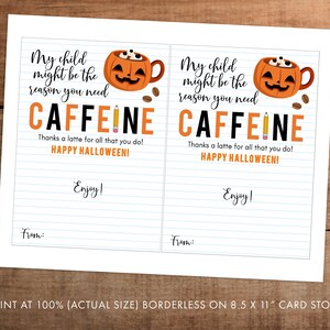Teacher Appreciation Halloween Gift Card Holder Printable for Coffee ...