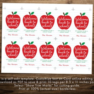 Welcome Back to School Gift Tag Printable for Student Teacher PTO PTA ...