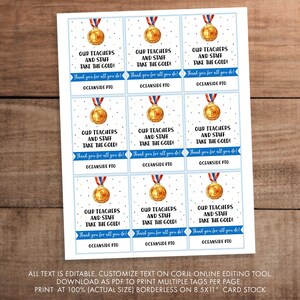 Sports Theme Teacher Appreciation Gift Tag Printable (editable) - Etsy