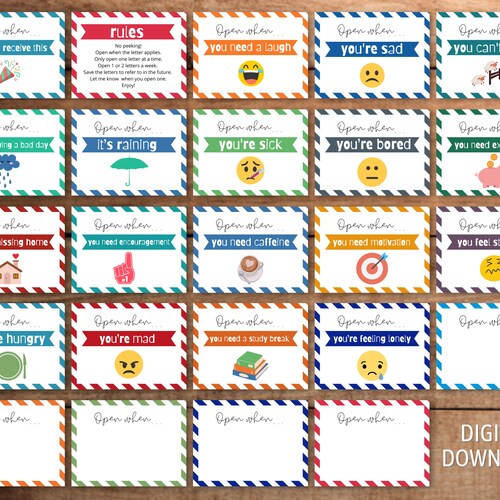 Open When Printable Letter Labels Envelope Label or Card - Etsy