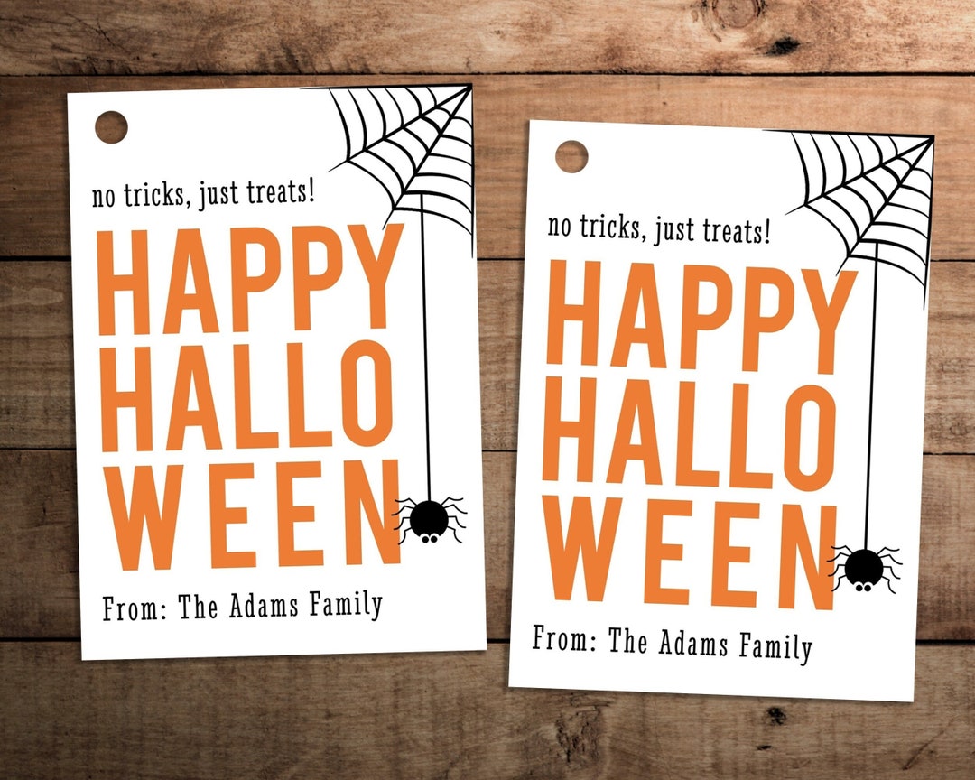 Editable Halloween Gift Tag Printable: No Tricks, Just Treats (digital ...