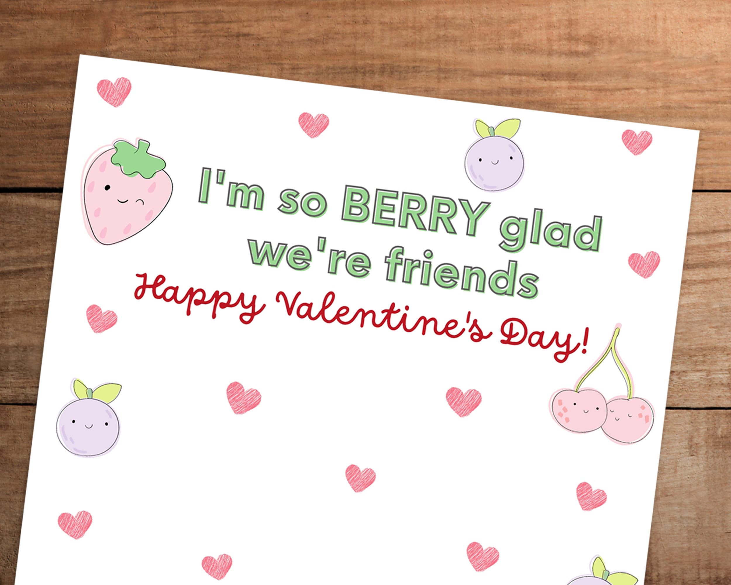 Valentines Day Fruit Snack Card Printable I'm so Berry - Etsy